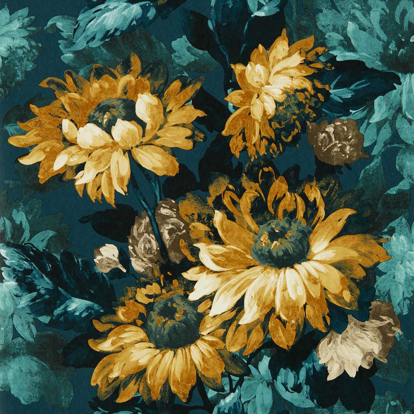 Sunforest Denim/Ochre Wallpaper W0162/01 by Clarke & Clarke | Wallpaper ...